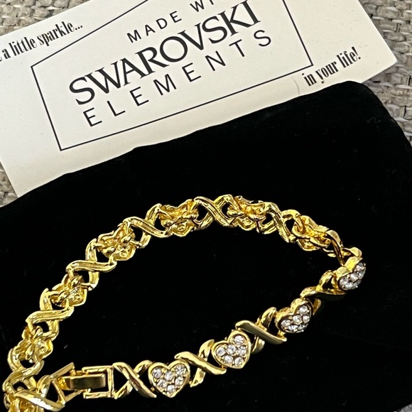 Swarovski | Jewelry | Swarovski Gold And Silver Crystal Heart Bracelet ...